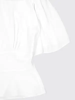 Rabanne Draped Viscose Blouse With Short Kimono Sleeves And Crew Neck
