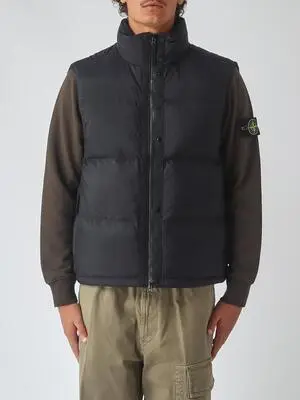 Stone Island Padded Water-repellent Cordura® Nylon Vest With Funnel Neck Black