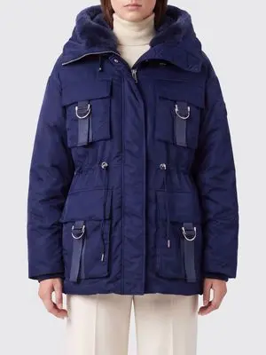 Pinko Short Satin Nylon Parka With Shearling Hood And Drawstring