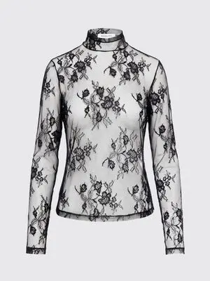 Patrizia Pepe Sheer Floral Lace Long-sleeved Turtleneck Top