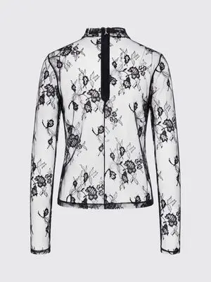 Patrizia Pepe Sheer Floral Lace Long-sleeved Turtleneck Top