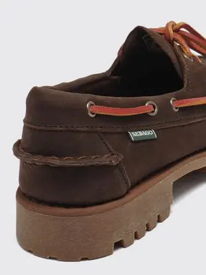 SEBAGO Ranger Muddy Nubuck Leather Boat Shoes With Rubber Sole - Brown