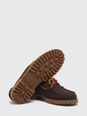 SEBAGO Ranger Muddy Nubuck Leather Boat Shoes With Rubber Sole - Brown