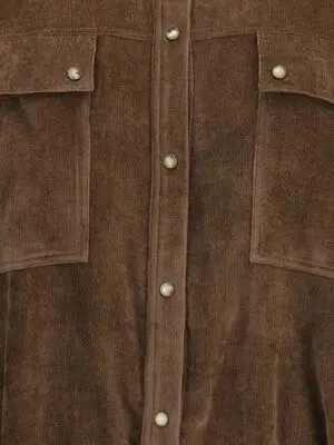 Brunello Cucinelli Velvet Shirt With Dropped Shoulders And Elasticated Hem - Brown
