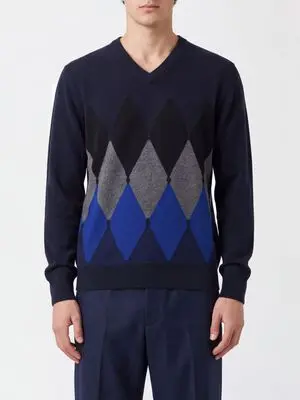BALLANTYNE Argyle Pattern 100% Cashmere Crewneck Jumper - Blue 2
