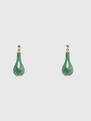 TOTEME Teardrop Pendant Earrings In Brass With Crystals - Green