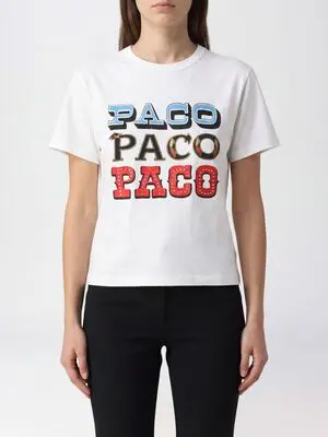 Rabanne Cotton T-shirt With Contrast Logo And Crew Neck