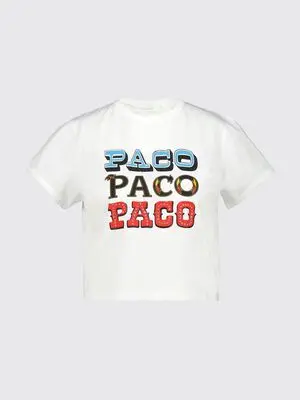 Rabanne Cotton T-shirt With Contrast Logo And Crew Neck