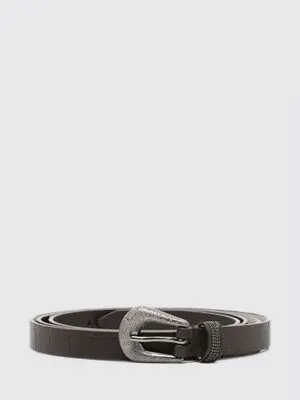 Brunello Cucinelli Calfskin Leather Belt With Jewelled Detail - Brown