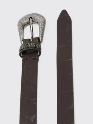 Brunello Cucinelli Calfskin Leather Belt With Jewelled Detail - Brown