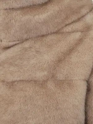 Herno Short Faux Fur Jacket With High Neck And Zip - Brown