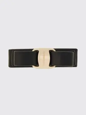 FERRAGAMO Vara Bow Calf Leather And Brass Hair Clip - Black