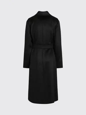Max Mara Knee-length Wool Robe Coat With Belt - Black