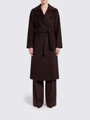 Max Mara Knee-length Wool Robe Coat With Belt - Brown