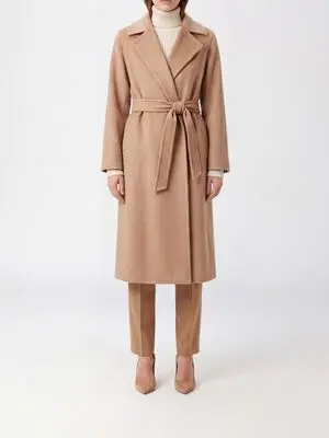 Max Mara Knee-length Wool Robe Coat With Belt - Camel