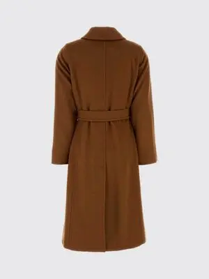 Max Mara Knee-length Wool Robe Coat With Belt - Leather