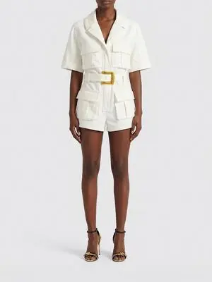 Balmain Cotton Chemisier Playsuit With Belt
