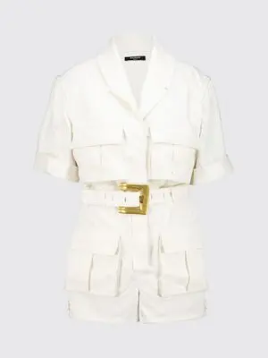 Balmain Cotton Chemisier Playsuit With Belt