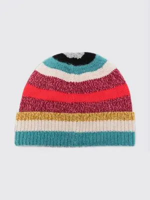 Paul Smith Multicolour Striped Beanie In A Cotton Blend With A Cuff