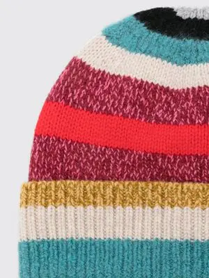 Paul Smith Multicolour Striped Beanie In A Cotton Blend With A Cuff