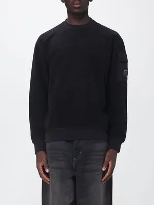 C.P. COMPANY Crew Neck Cotton Sweatshirt With Pocket And Logo Patch - Black