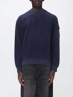 C.P. COMPANY Crew Neck Cotton Sweatshirt With Pocket And Logo Patch - Navy