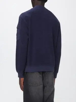 C.P. COMPANY Crew Neck Cotton Sweatshirt With Pocket And Logo Patch - Navy