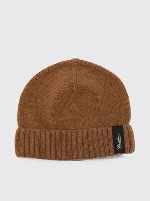 Borsalino Cashmere Beanie Hat With Cuffed Brim And Logo Patch - Brown