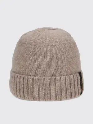 Borsalino Cashmere Beanie Hat With Cuffed Brim And Logo Patch - Earth