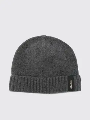 Borsalino Cashmere Beanie Hat With Cuffed Brim And Logo Patch - Grey