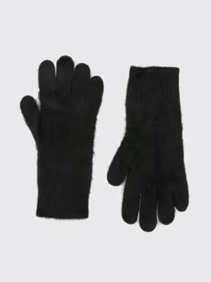 Soft Goat Classic Cashmere Gloves With Ribbed Cuffs - Black