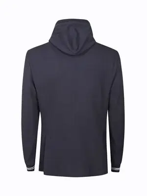 Eleventy Single-breasted Cotton Blazer With Hood And Contrast Piping - Blue