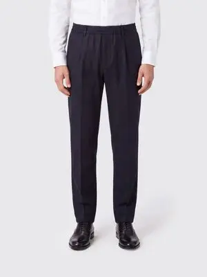 Eleventy Straight Fit Wool And Cashmere Trousers With Elasticated Waist - Blue