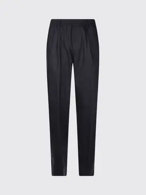 Eleventy Straight Fit Wool And Cashmere Trousers With Elasticated Waist - Blue