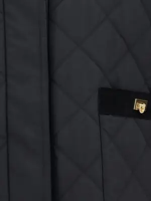 FERRAGAMO Quilted Cotton-nylon Jacket With Velvet Collar - Black