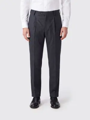 Eleventy Slim Fit Pleated Tailored Trousers In Wool And Cashmere - Blue