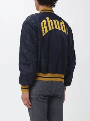 Rhude Water-repellent Nylon Bomber Jacket With Contrast Piping - Blue