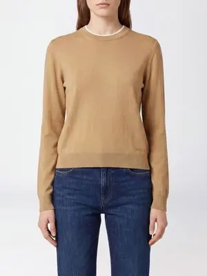 Versace Wool Crewneck Jumper With Ribbed Trims - Beige