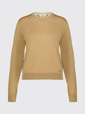Versace Wool Crewneck Jumper With Ribbed Trims - Beige