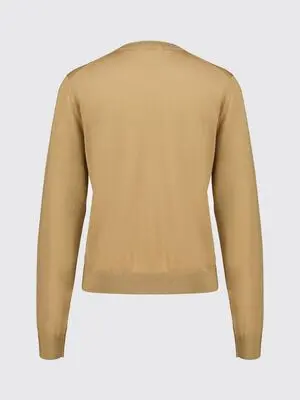 Versace Wool Crewneck Jumper With Ribbed Trims - Beige
