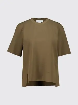 Stella McCartney Viscose Blend Crewneck T-shirt With Asymmetrical Hem - Brown