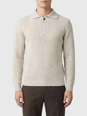BALLANTYNE Slim Fit Long-sleeved Wool Polo Shirt - Grey
