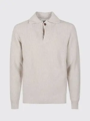BALLANTYNE Slim Fit Long-sleeved Wool Polo Shirt - Grey