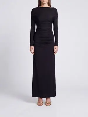 Victoria Beckham Draped Sheath Long Dress With A Straight Neckline