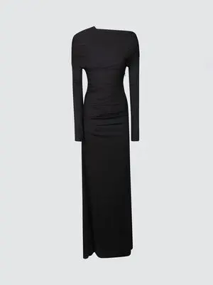 Victoria Beckham Draped Sheath Long Dress With A Straight Neckline