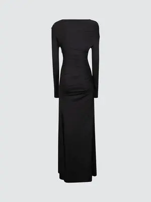 Victoria Beckham Draped Sheath Long Dress With A Straight Neckline