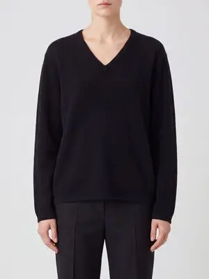 THE ROW Relaxed Fit V-neck Cashmere Jumper With Dropped Shoulders - Black