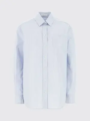 THE ROW Striped Cotton Shirt With French Collar And Patch Pocket - White