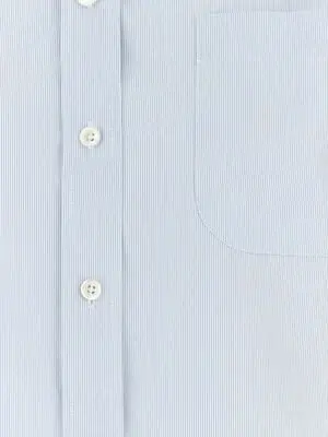 THE ROW Striped Cotton Shirt With French Collar And Patch Pocket - White