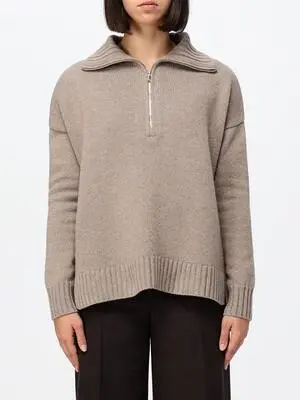 Max Mara Alpaca Blend Jumper With Stand Collar And Half-zip - Black